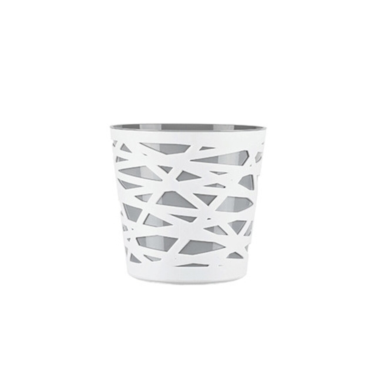 Двуцветна саксия Бети, 15 см, пластмаса, сиво/бяло - Mezoni